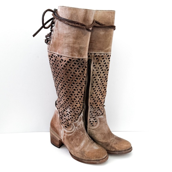 Freebird by Steven | Shoes | Freebird By Steven Creek Laser Cut Tall Back Lace Distressed Riding ...